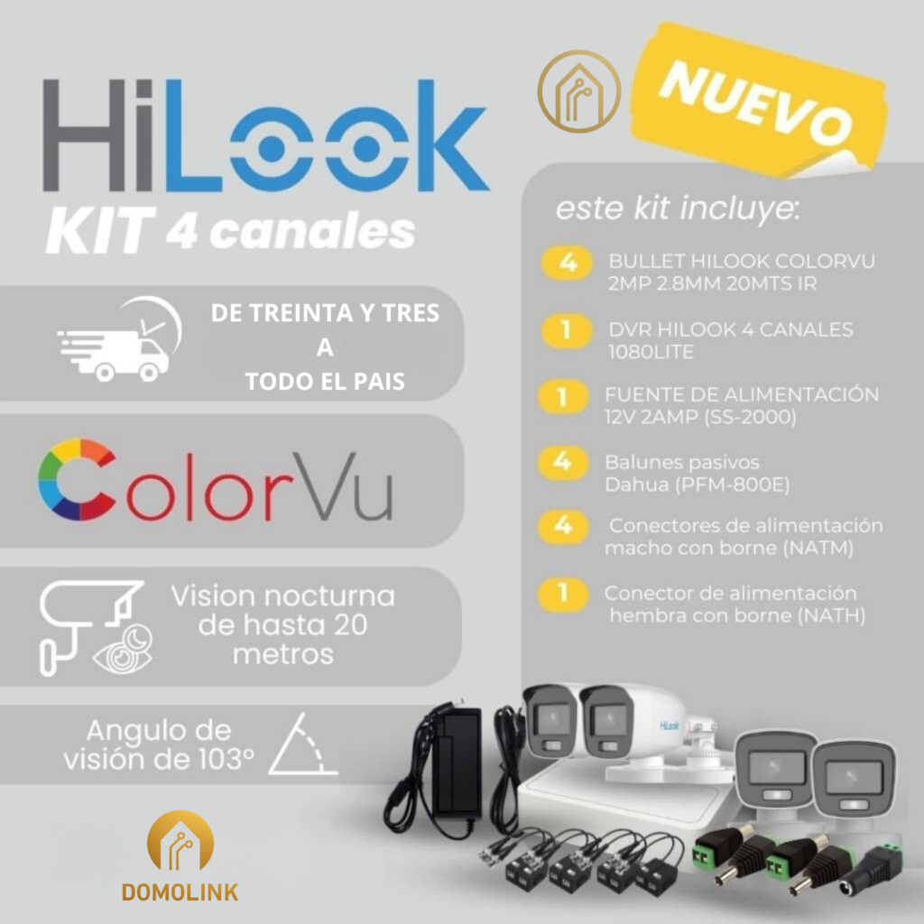 HILOOK Kit 4 canales Hilook 1080 lite (full color) — DomoLink